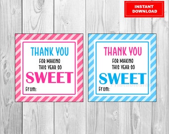 Printable Thanks for Making This Year so Sweet, Printable Teacher ...