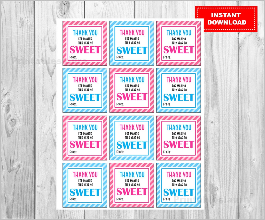 Printable Thanks for Making This Year So Sweet Printable | Etsy