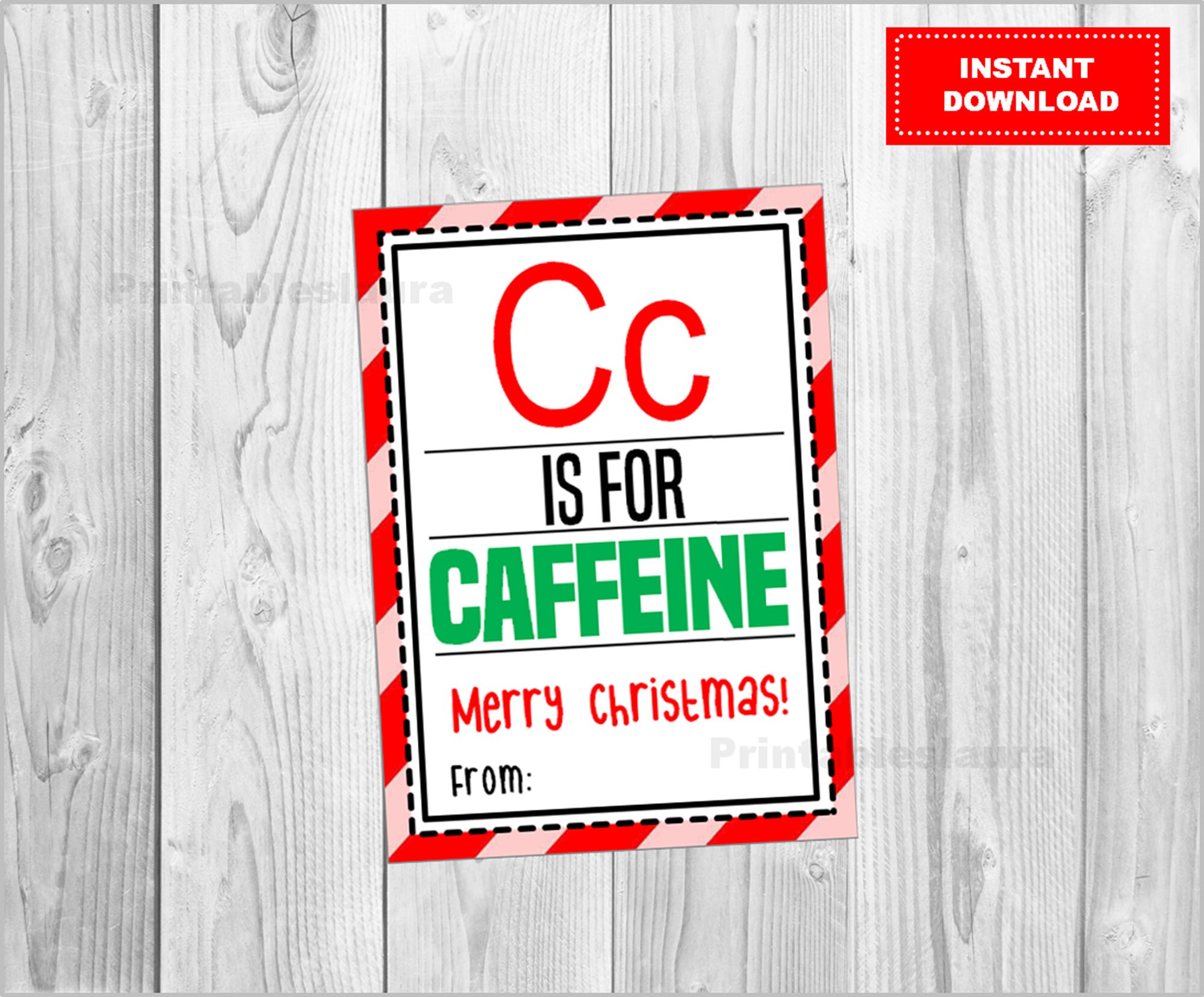 Teacher Christmas Gift C is for Caffeine Merry Christmas - Etsy