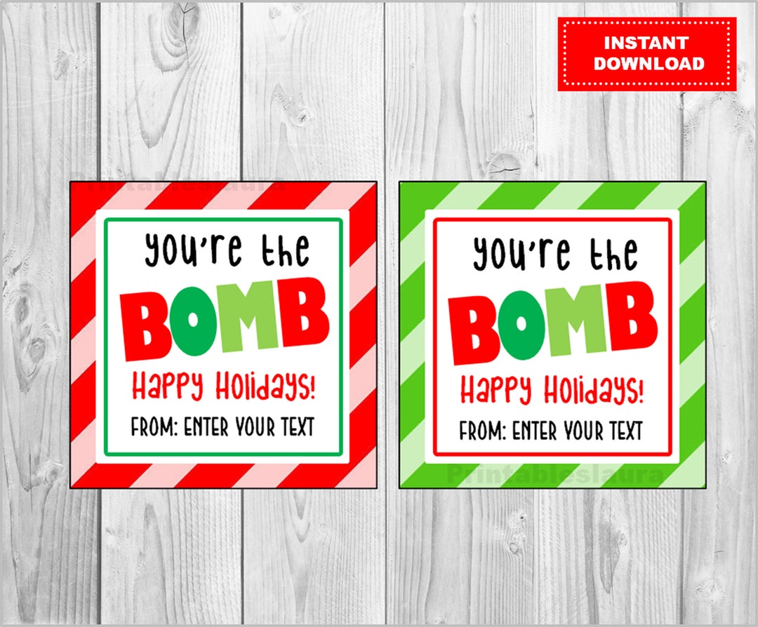 You're the Bomb Christmas Gift Tags, Secret Santa, Staff Teacher ...