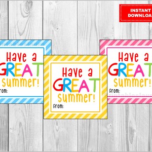 Have a Great Summer Gift Tag, End of School, Summer Break, Teacher or ...