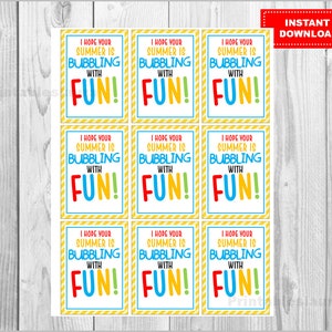 Hope Your Summer Bubbles With Fun, Classmate Gifts, Editable End of ...