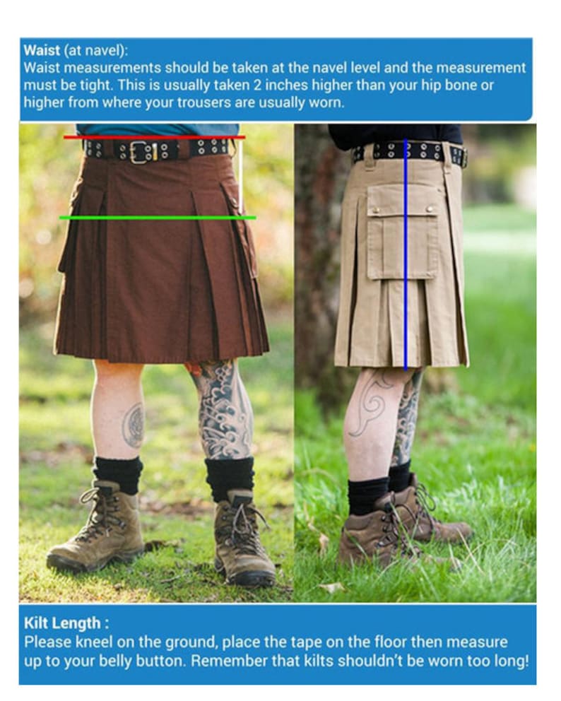 Mens Black Short Utility Kilt 100% Cotton - Etsy