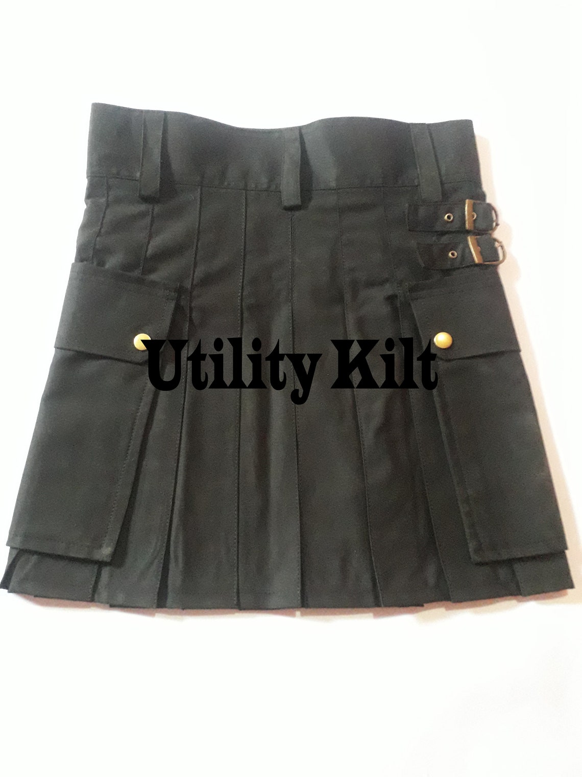 Mens Black Short Utility Kilt 100% Cotton - Etsy