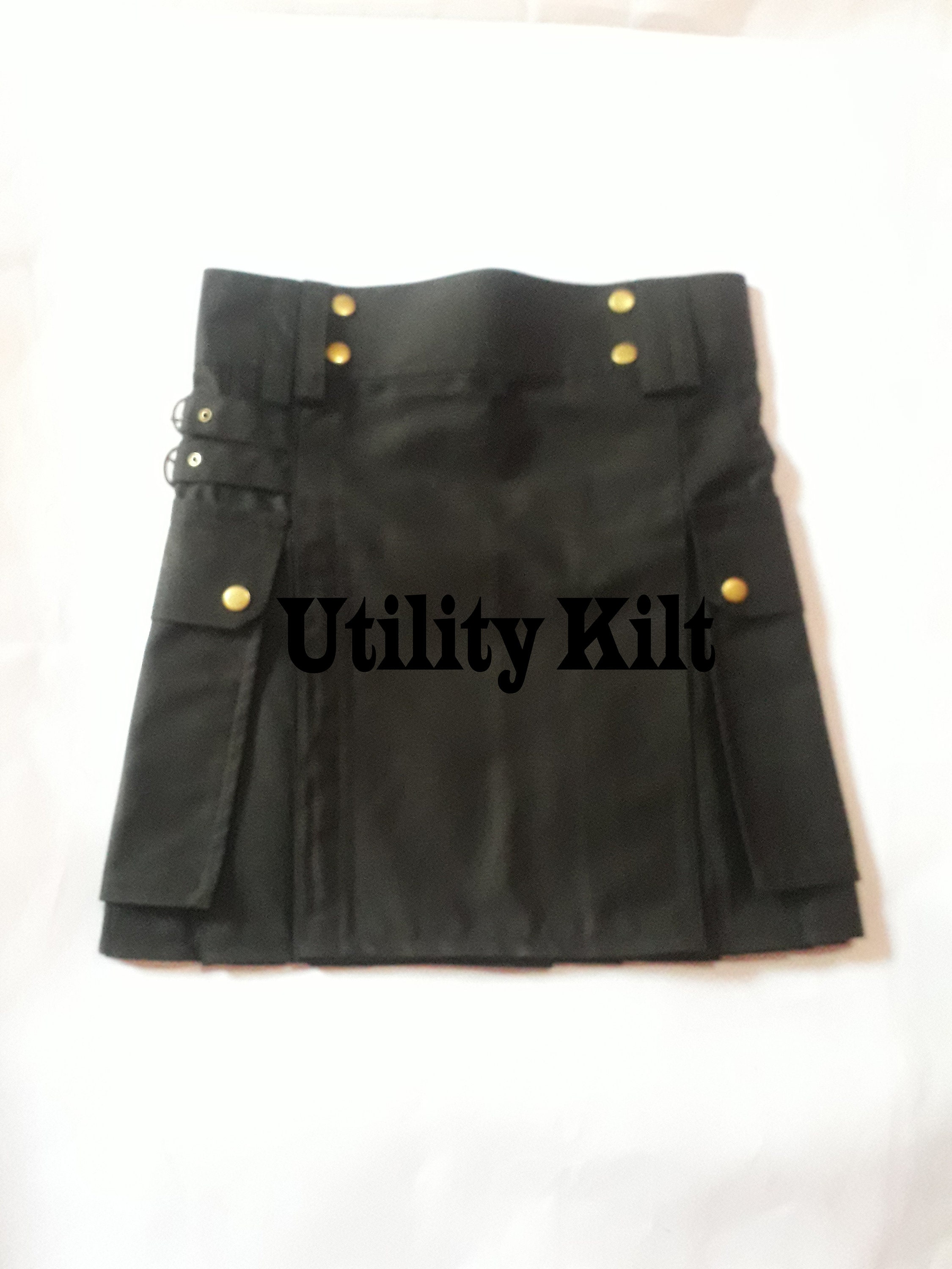 Mens Black Short Utility Kilt 100% Cotton - Etsy