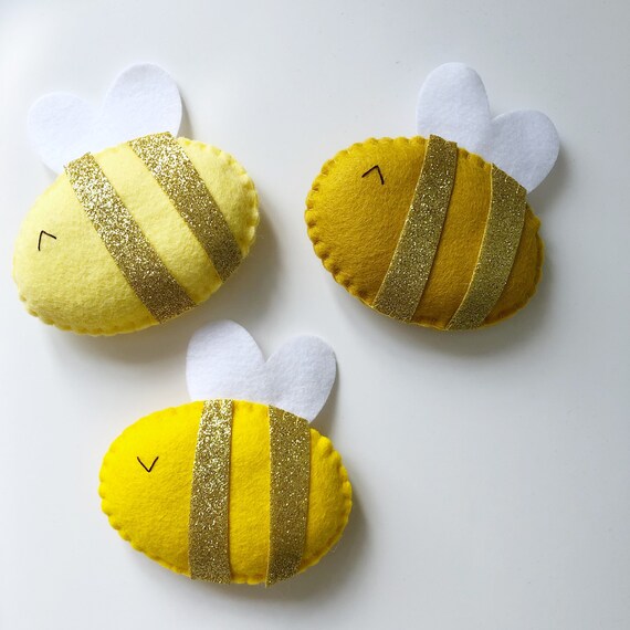 Yellow or Pink Felt Bumble Bee Decoration. Yellow Bumblebee. - Etsy