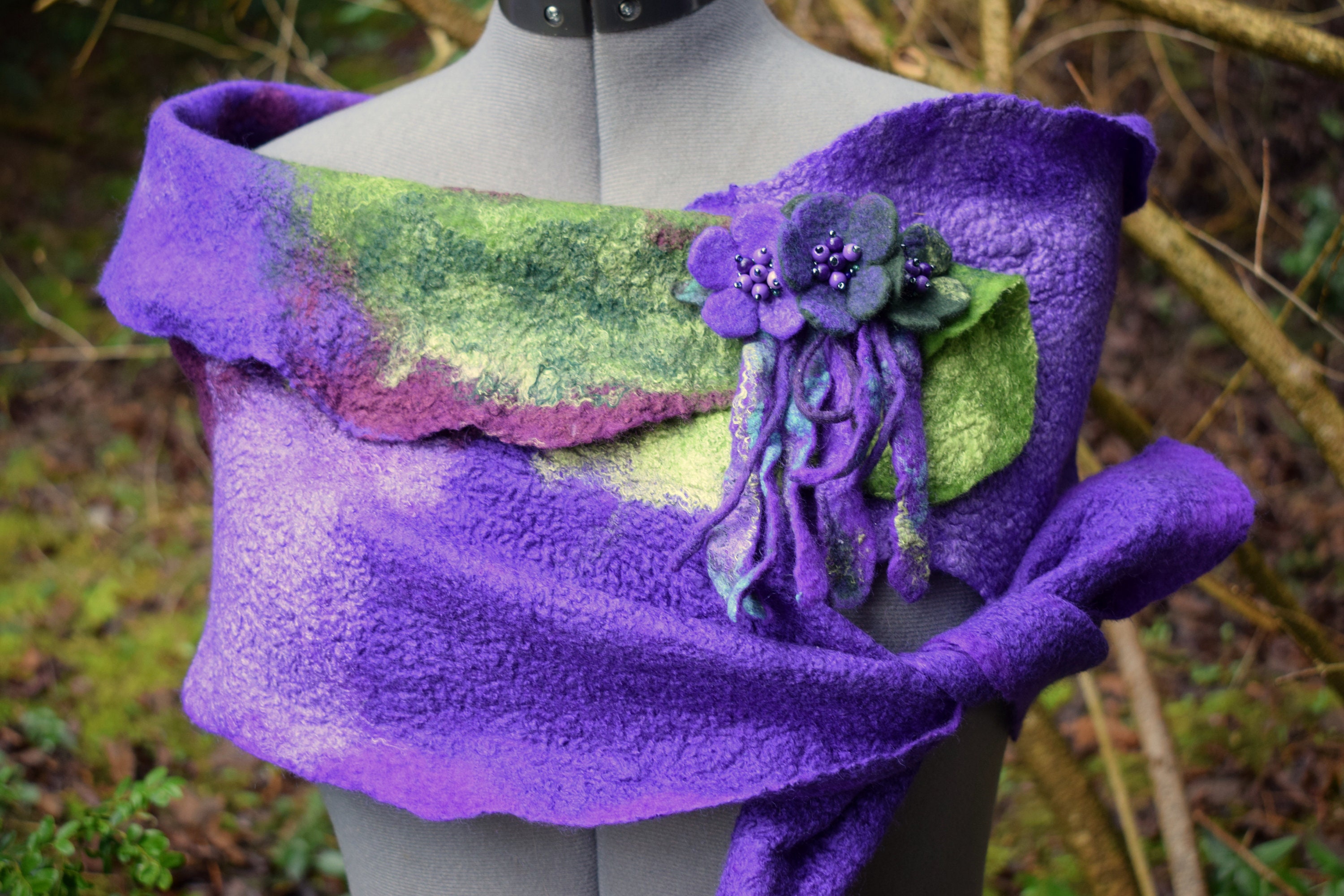 Felted wool scarf Merino scarf felted scarf Wool scarf with | Etsy