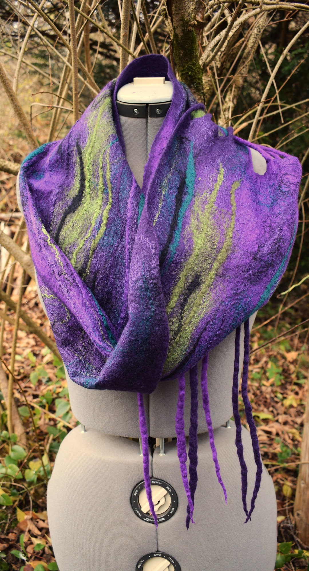 Felted Wool Scarf Purple Scarf Merino Scarf Gift Idea Scarf - Etsy