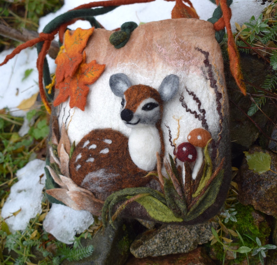 Felted Wool Bag Fawn Bag Wool Bag Animal Bag - Etsy
