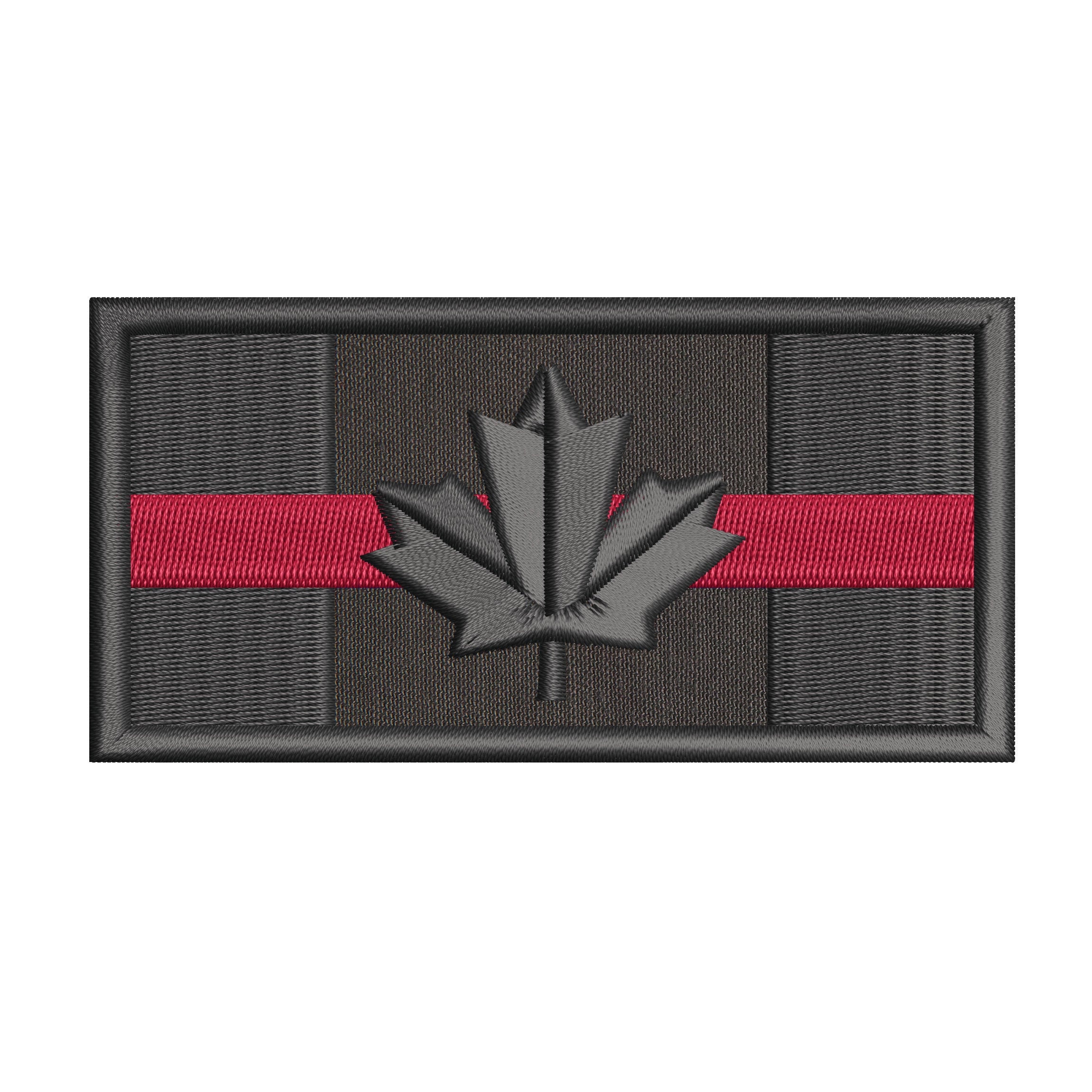 Thin Red Line Canadian Flag Patch | Embroidered Patch With Either Hook ...