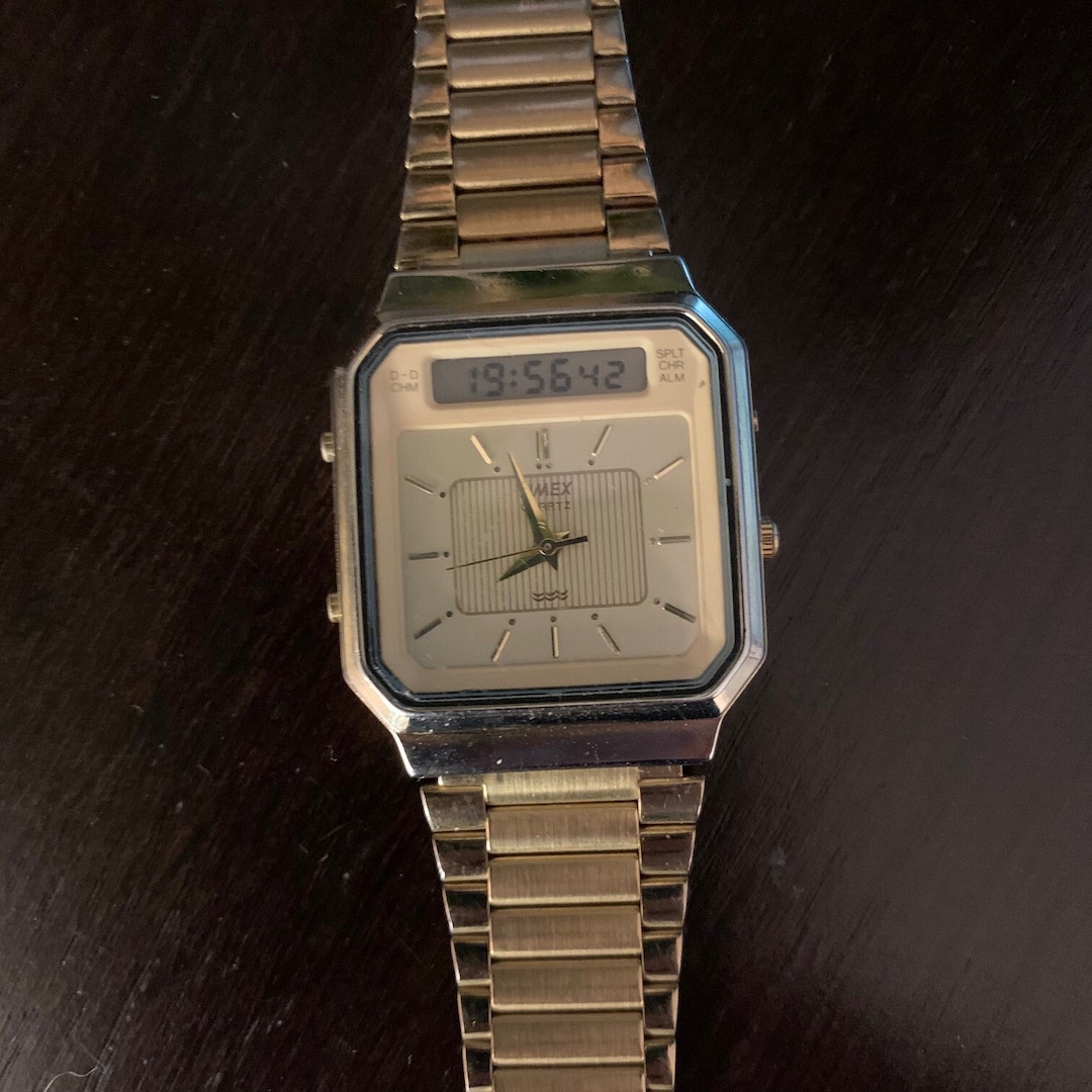 Men's Vintage Ana-digi Timex Dual Time Gold Tone Watch - Etsy