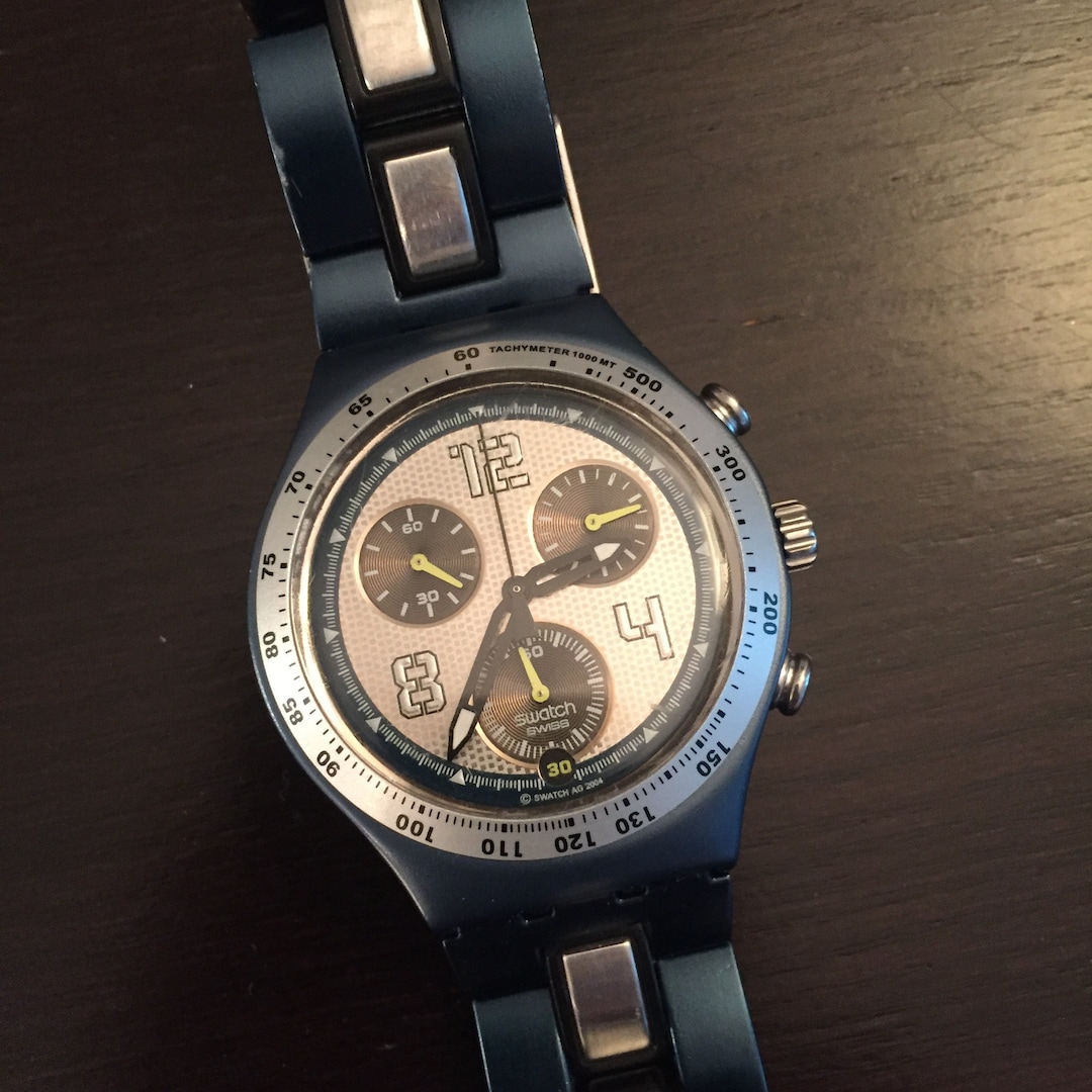 2004 Swatch Irony Chronograph Watch Blue Aluminum - Etsy