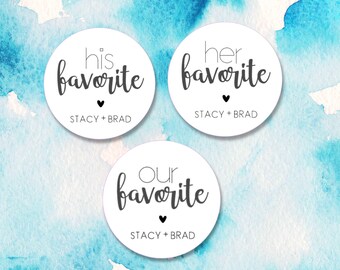 12 PC His Favorite, Her Favorite, Our Favorite Snack Bag Stickers for ...