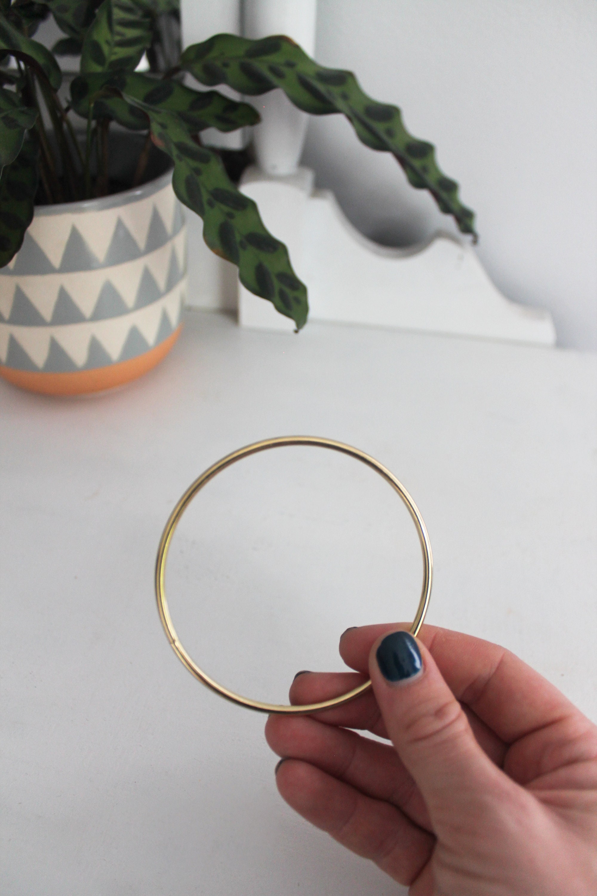 Macrame Ring 3 Real Brass Gold Plant Hanger - Etsy