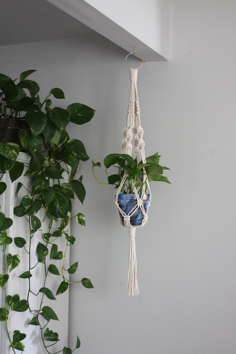Macrame Ring 3 Real Brass Gold Plant Hanger | Etsy