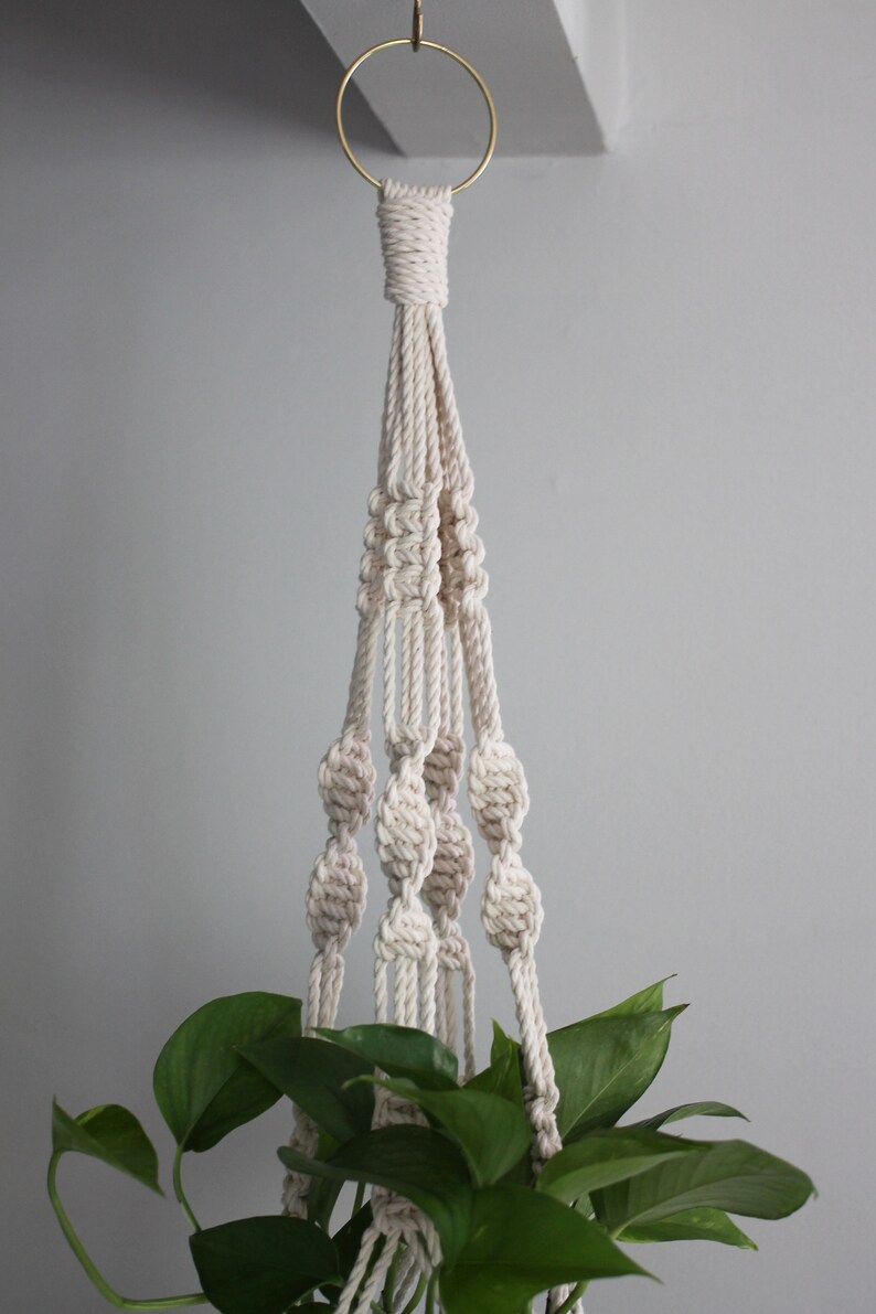 Macrame Ring 3 Real Brass Gold Plant Hanger | Etsy