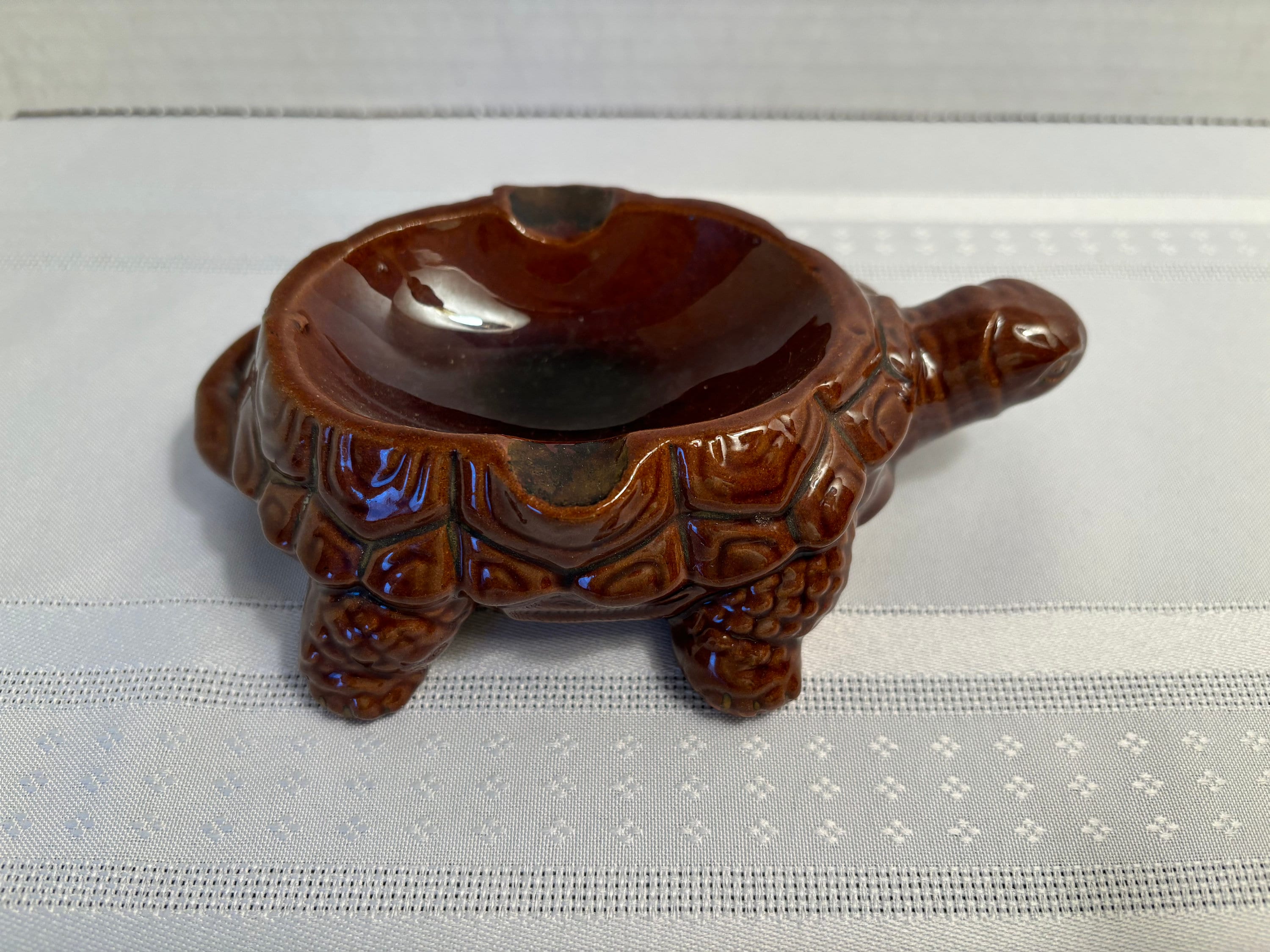 Vintage Brown Glass Turtle Ashtray. Retro, Mid Century. 6 Long by 3 1/4 ...