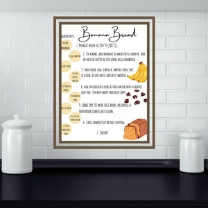Banana Bread Illustrated Recipe Digital Download - Etsy