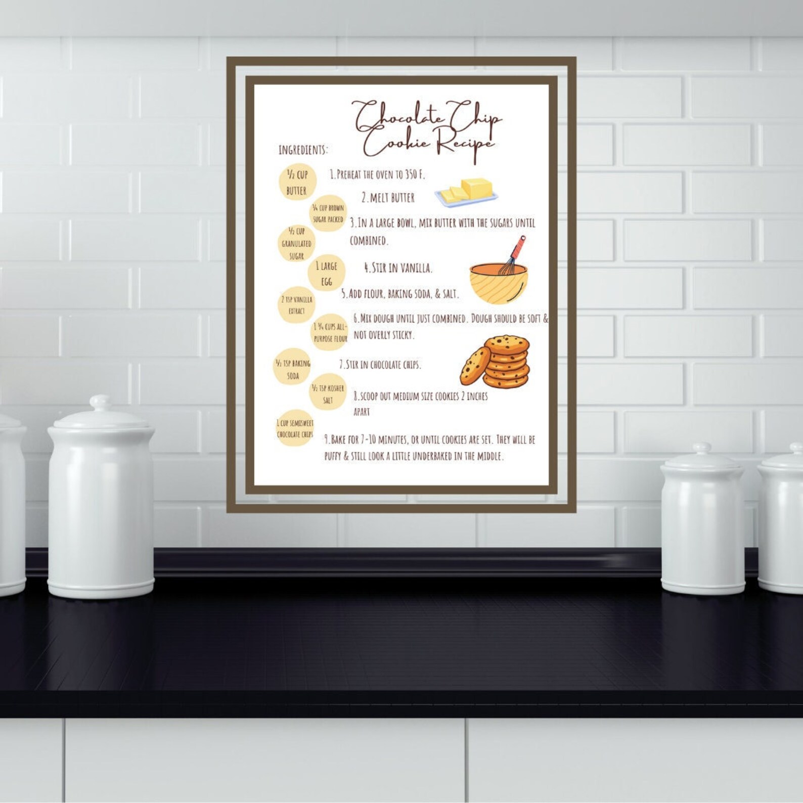 Chocolate Chip Cookie Illustrated Recipe Digital Download - Etsy