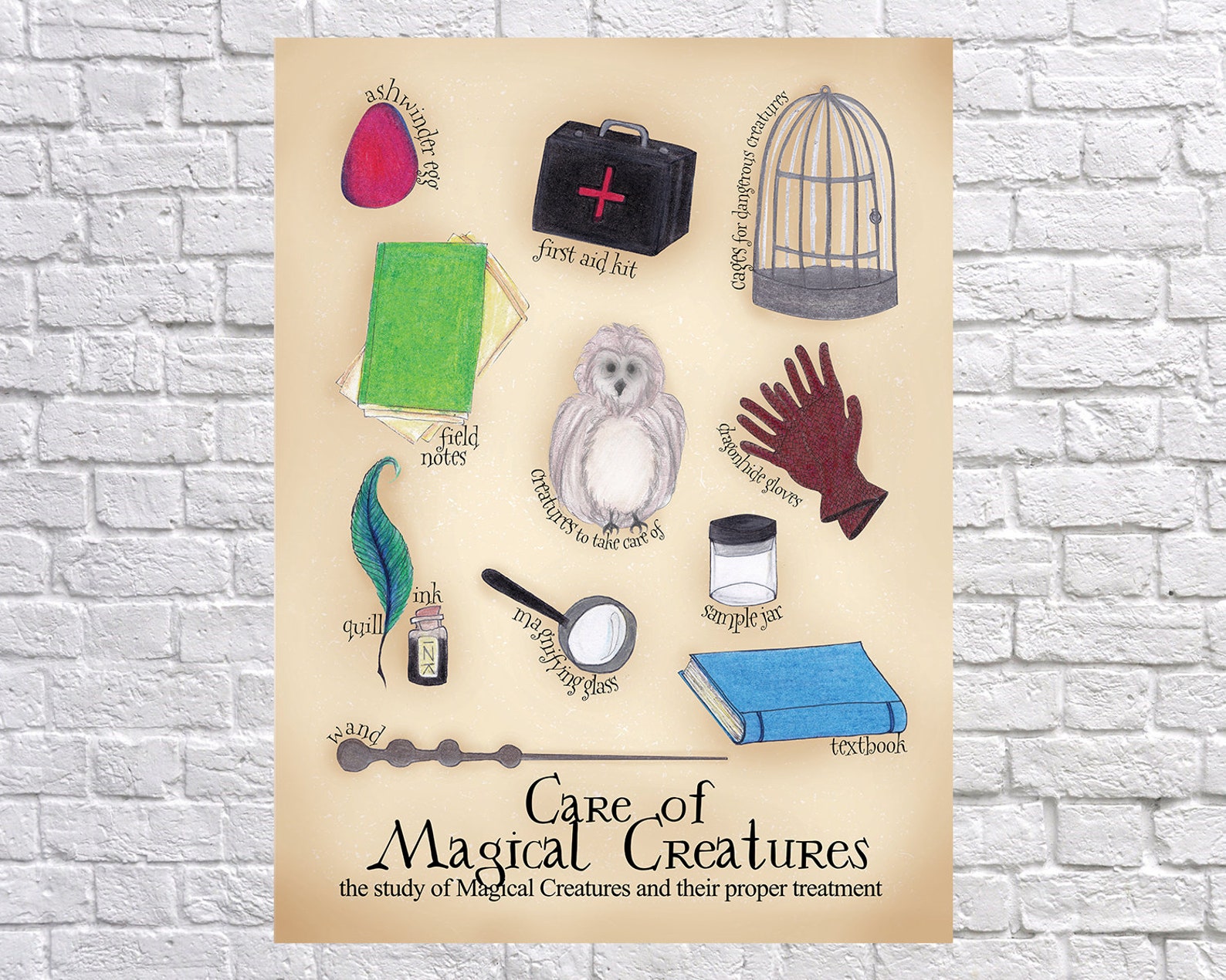 Care of Magical Creatures Poster Hogwarts subject poster | Etsy
