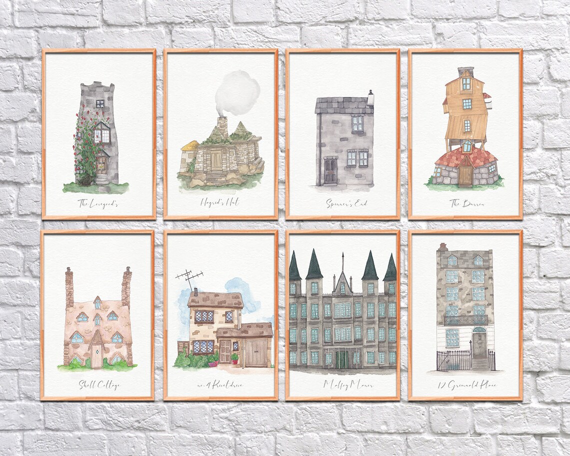 Wizarding Homes Print Set - Etsy