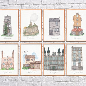 Wizarding Homes Print Set - Etsy