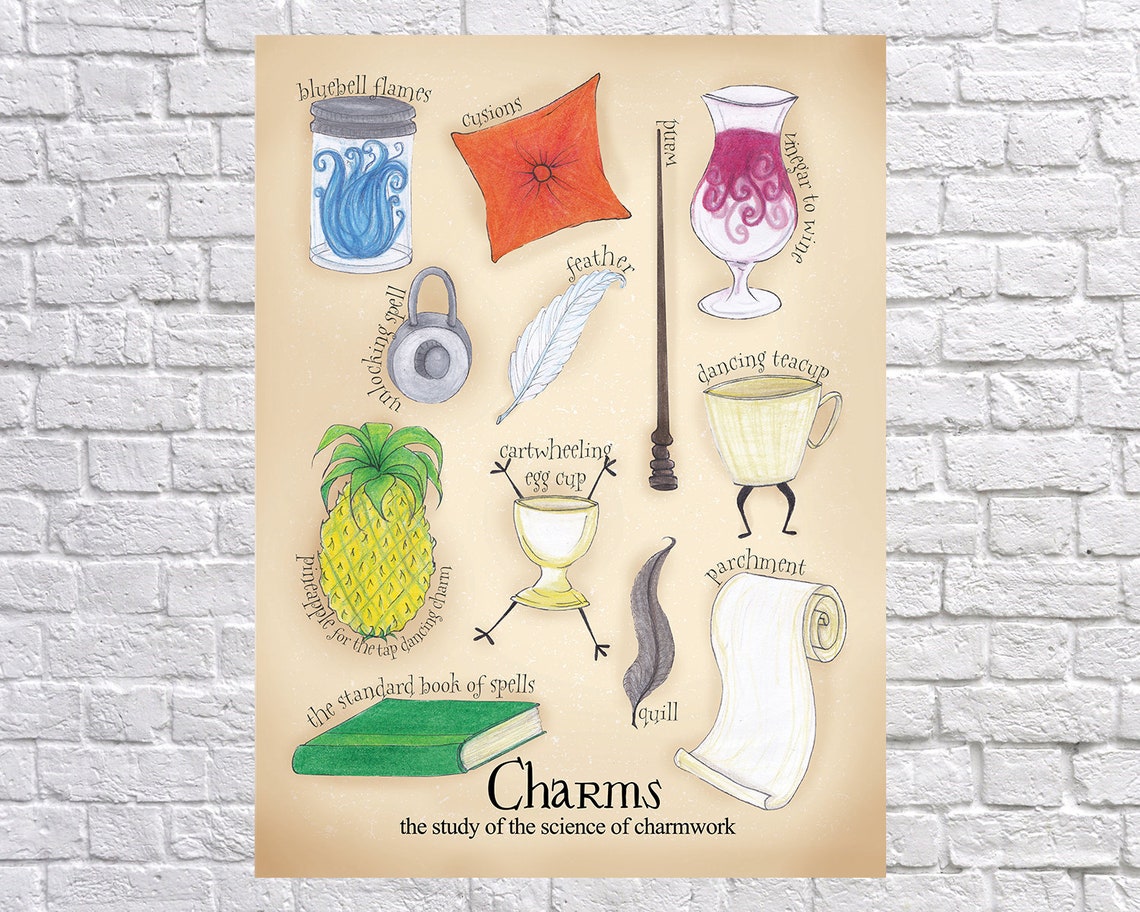 Charms Poster Hogwarts subject poster Magic class poster | Etsy