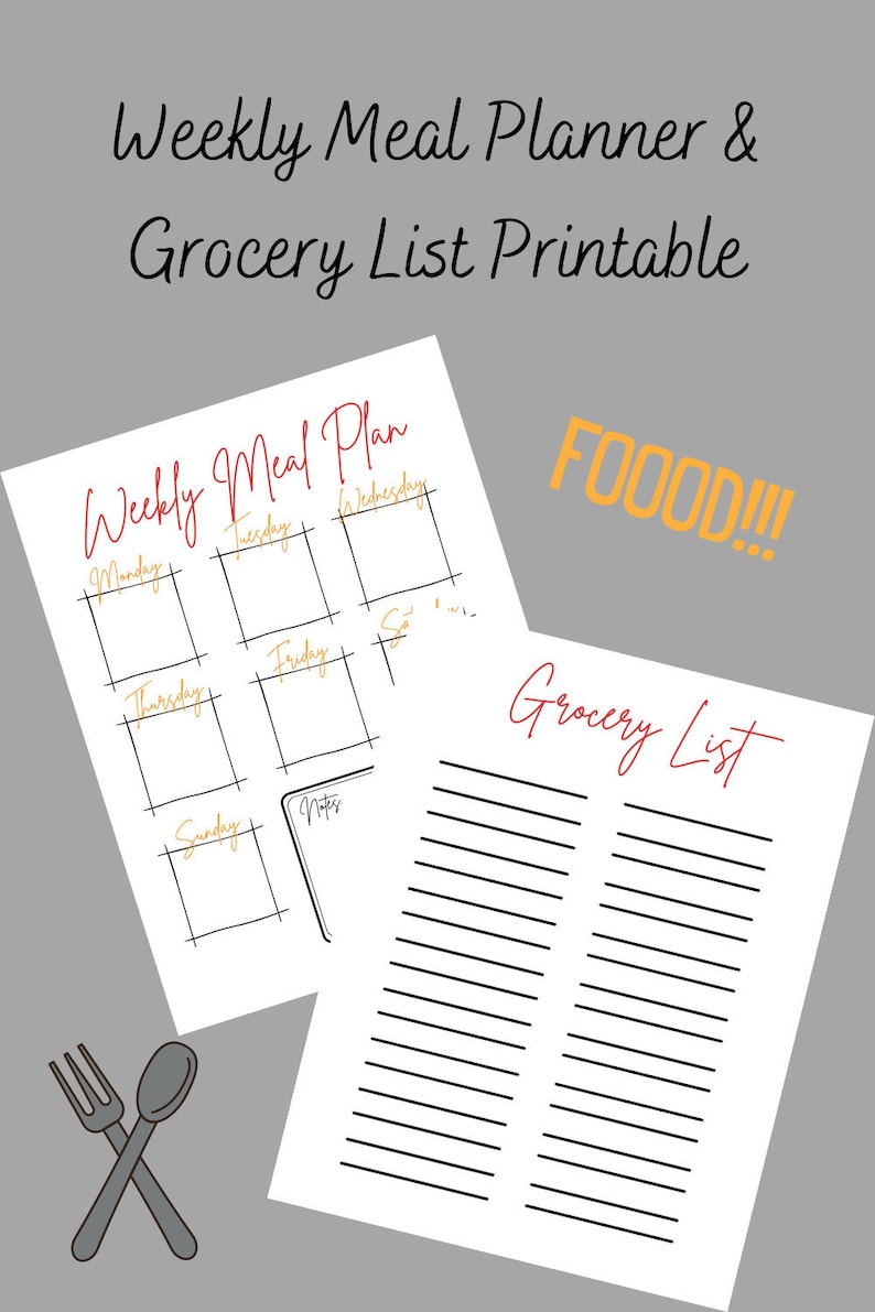 Weekly Meal Plan & Grocery List Printable - Etsy