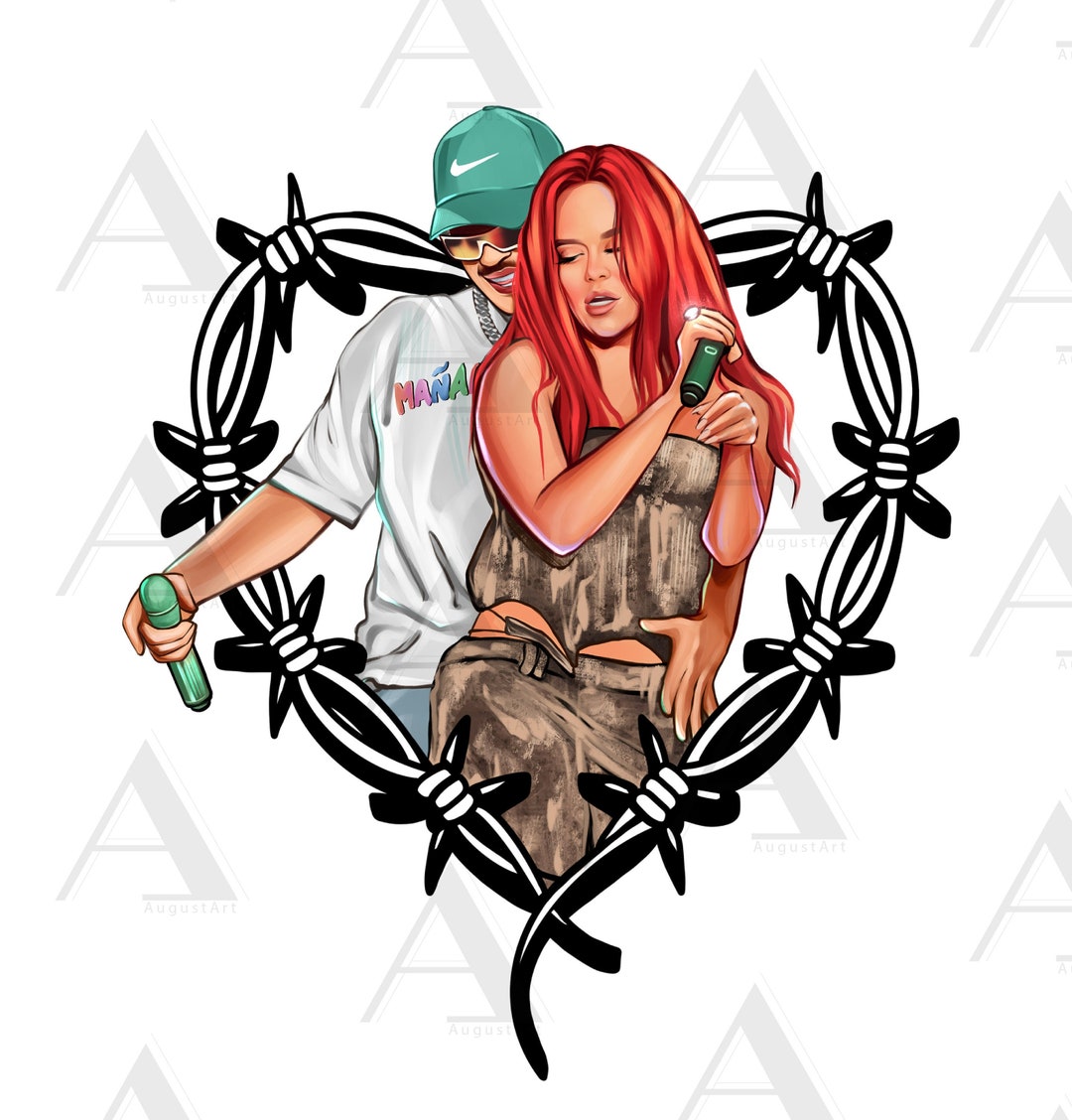 Imprimible Karol G y Feid PNG diseños de sublimación dibujados a mano ...