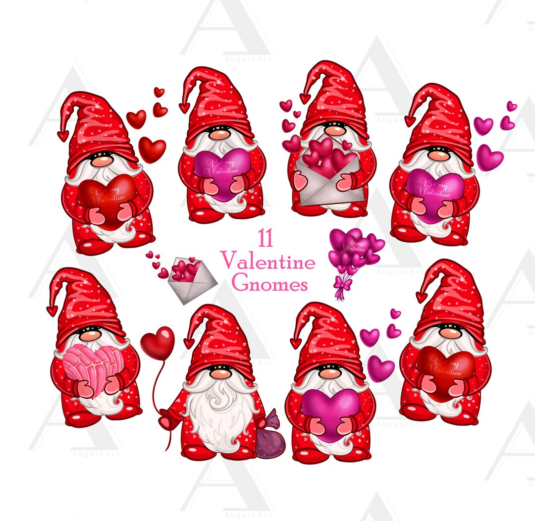 Bundle of Valentine Gnome PNG Love Gnome, Happy Valentine's Day ...