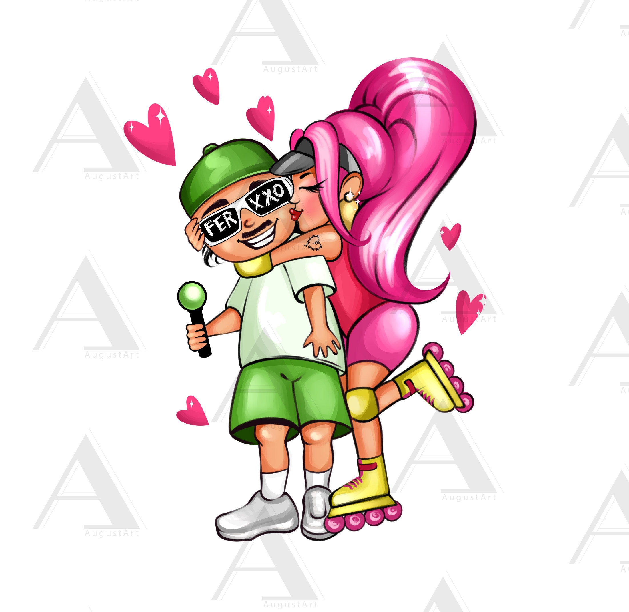 Printable Karol G and Feid PNG Hand Drawn Sublimation Designs - Etsy Israel