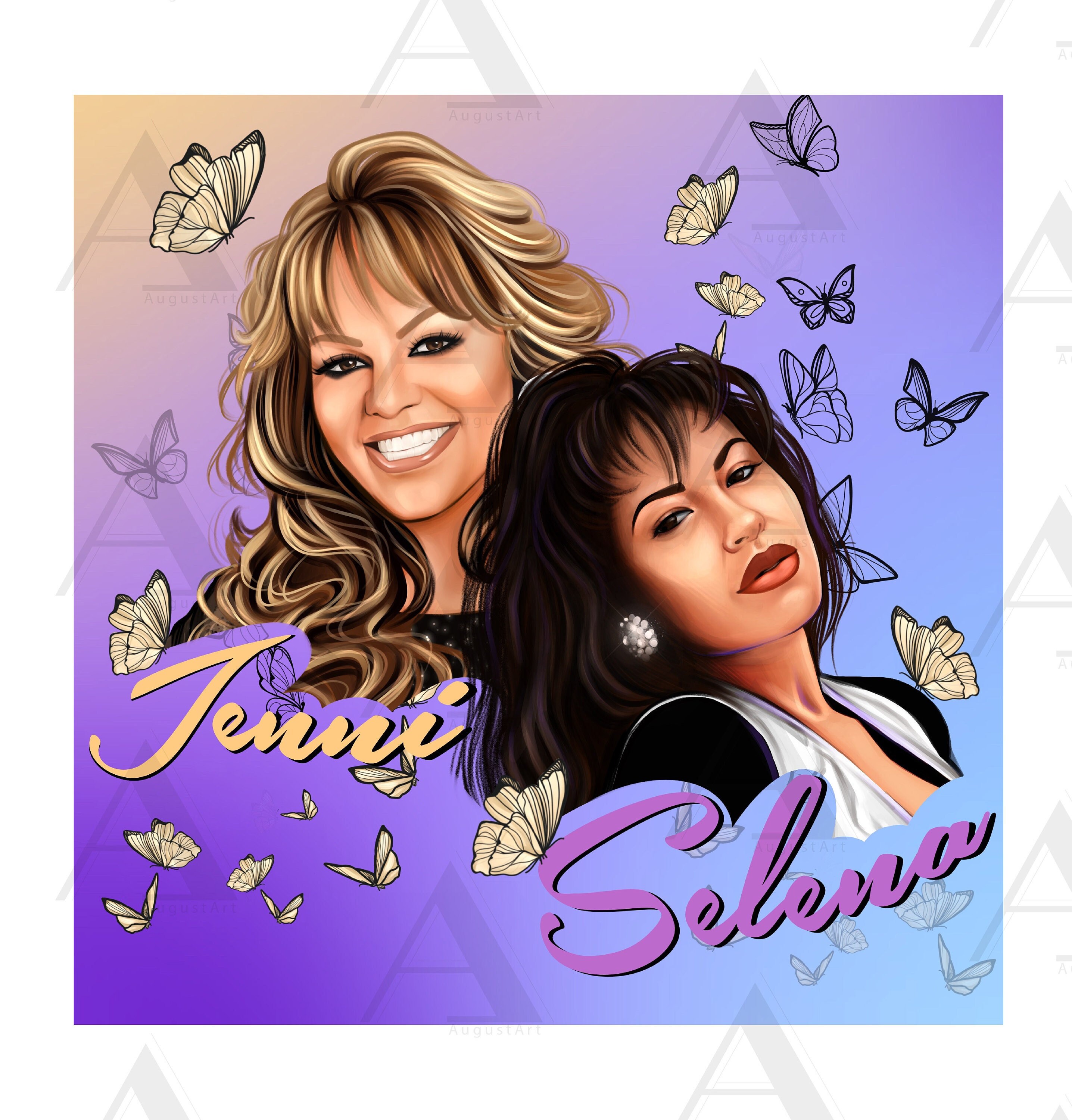 Printable Jenni Rivera And Selena Quintanilla Hand Drawn Etsy