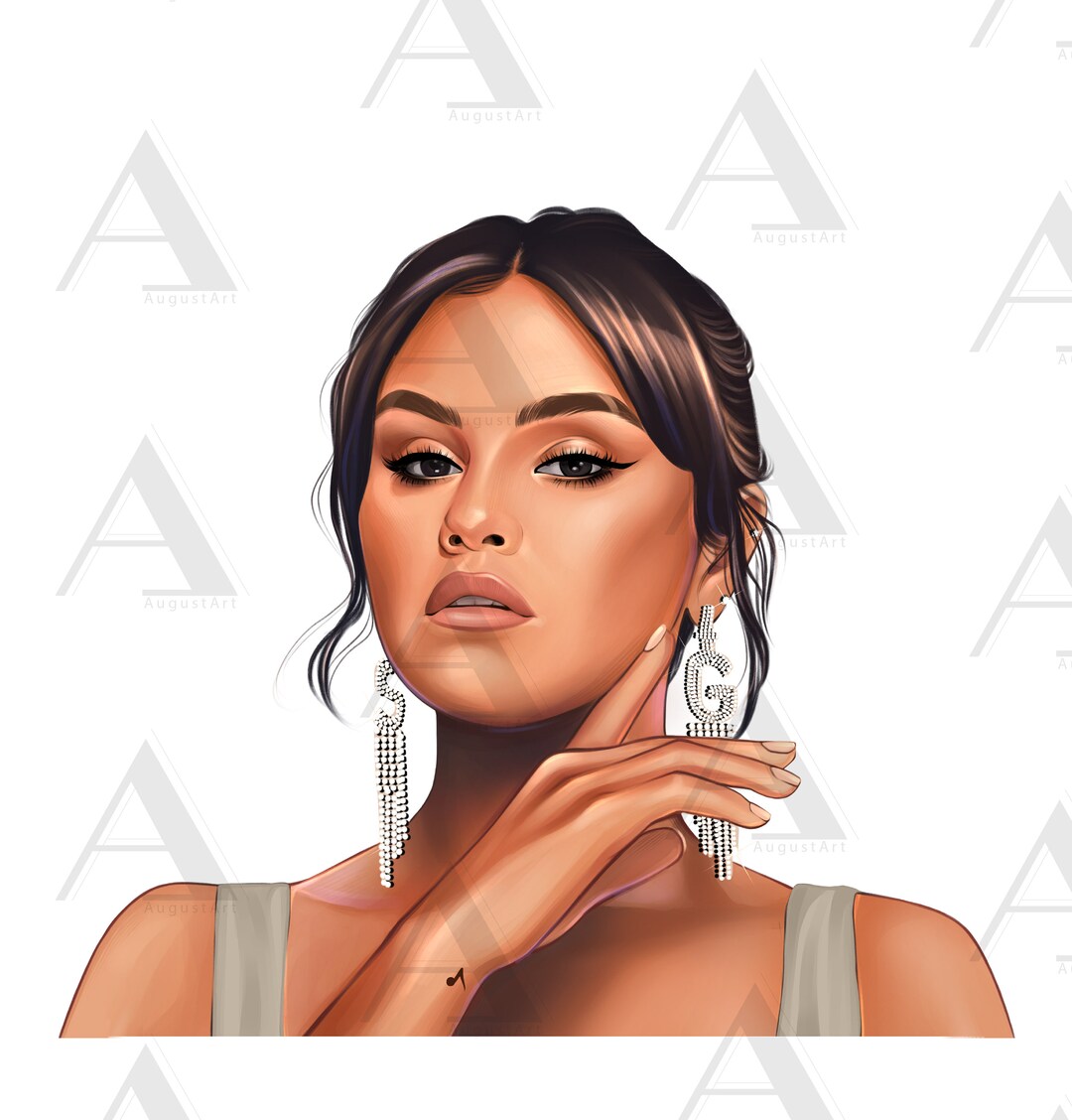Printable Selena Gomez PNG Hand Drawn Sublimation Designs No - Etsy