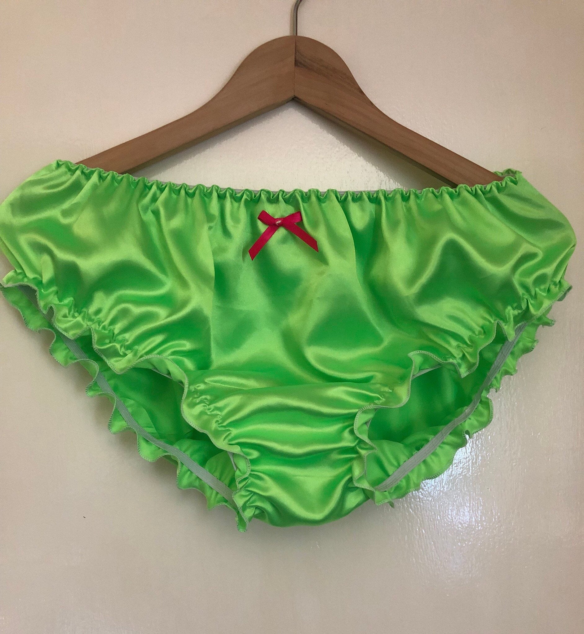 Beautiful Frilly Lime Green Sissy Satin Panties Waist All Etsy
