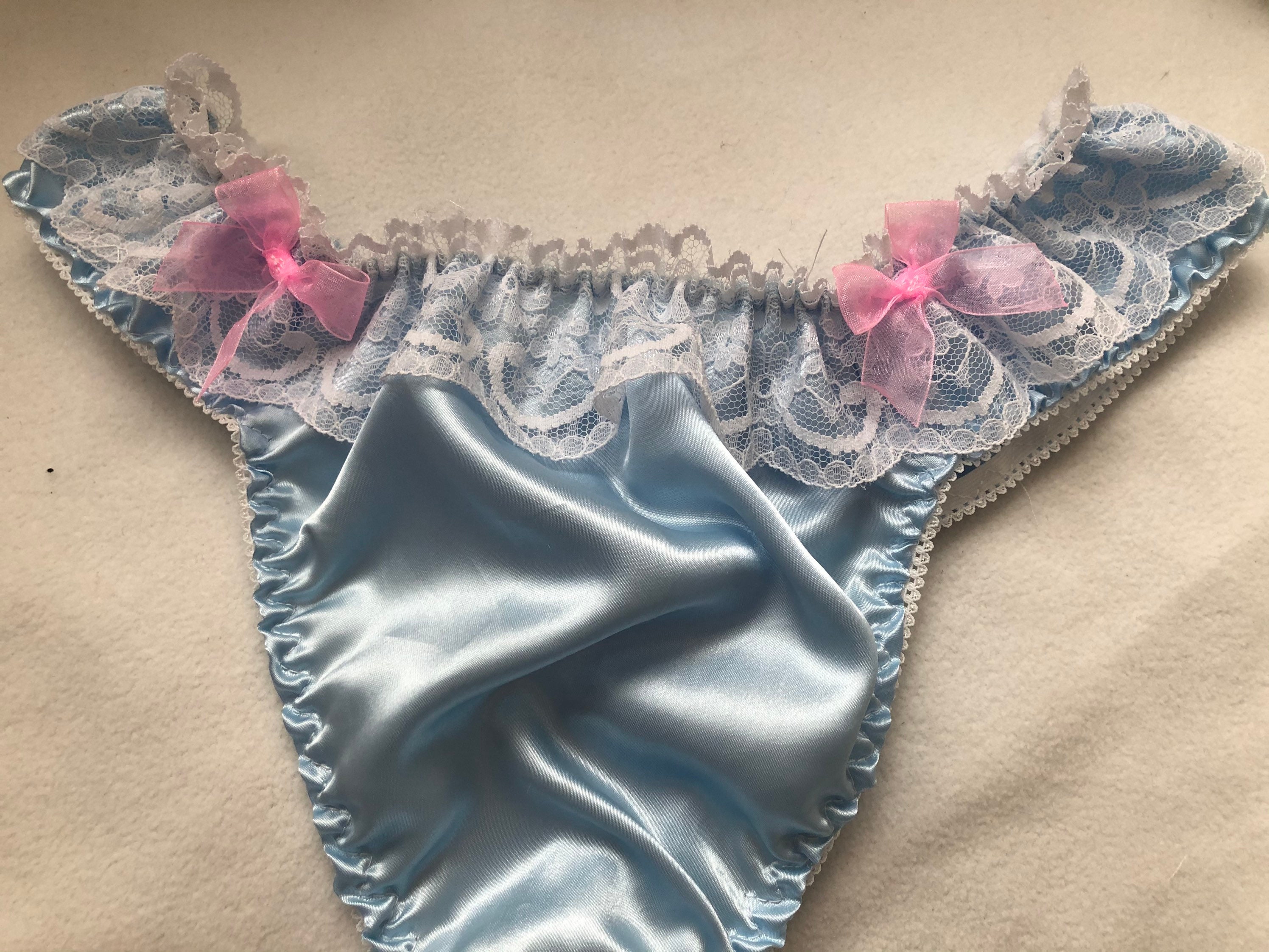 Silky Satin Sissy Panties G-string Thong White Lace for Men - Etsy