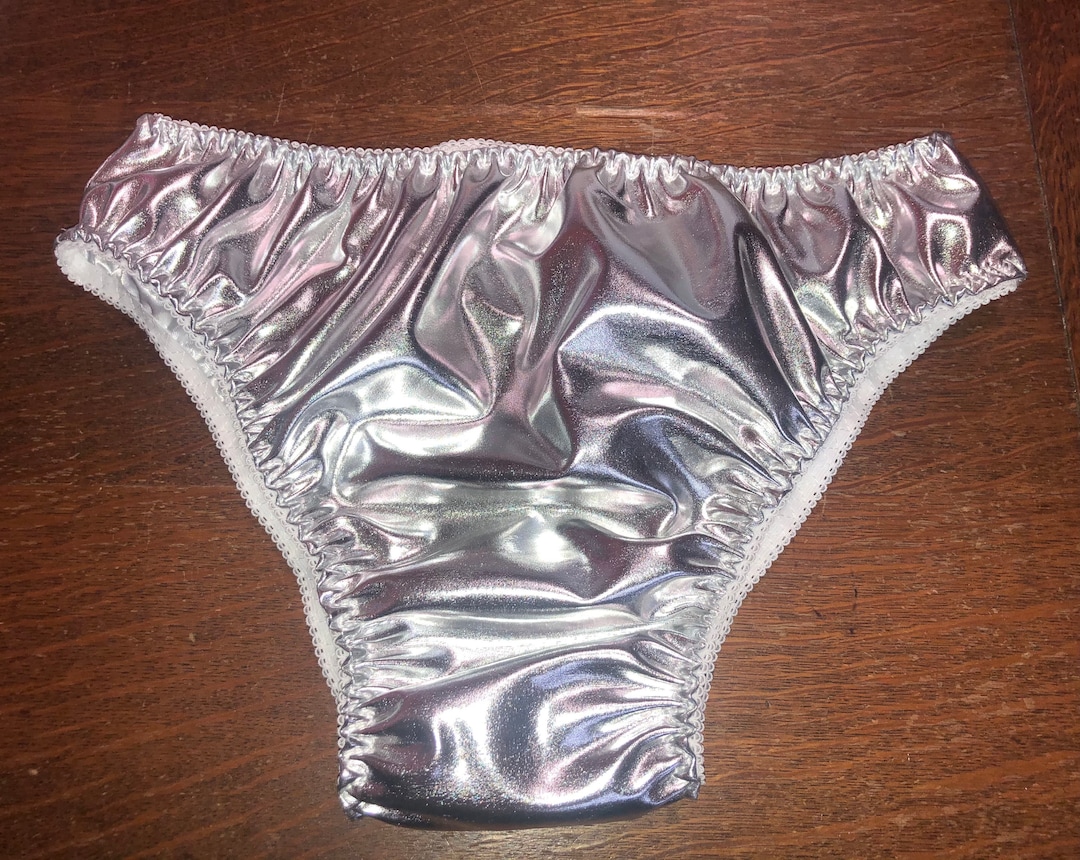 Shiny Silver Foil Lined White Satin Bikini Panties, All Sizes - Etsy