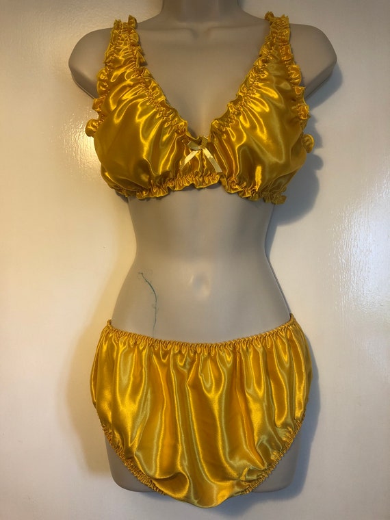 High Quality Golden Yellow Mens Sissy Satin Panties And Bras Etsy