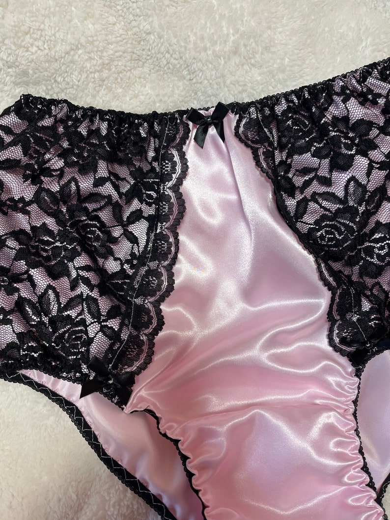 Vintage Style High Waist Satin Full Panty Black Lace for Men - Etsy