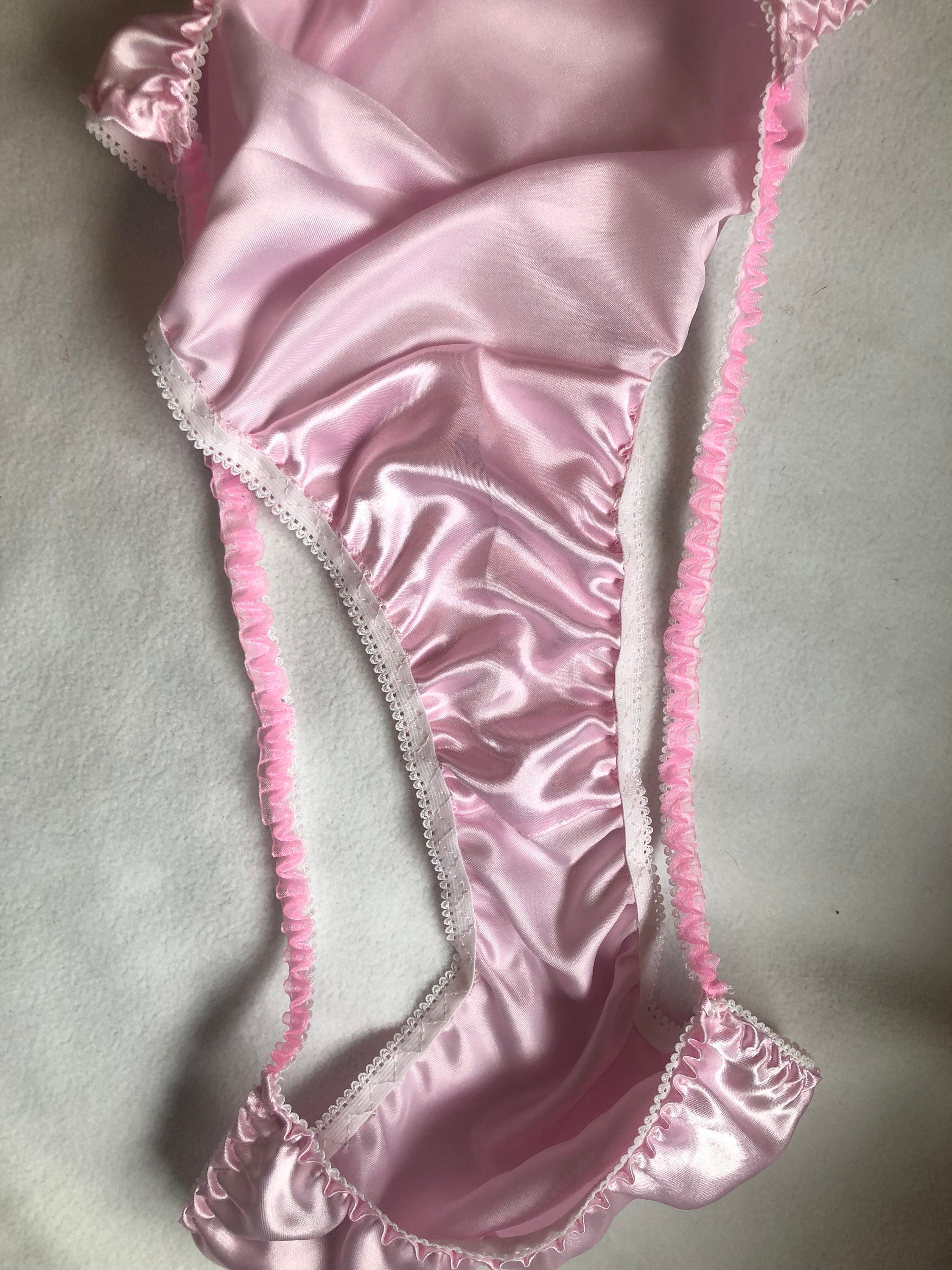 Pink satin thong panties lined crotch for men sizes S M L | Etsy