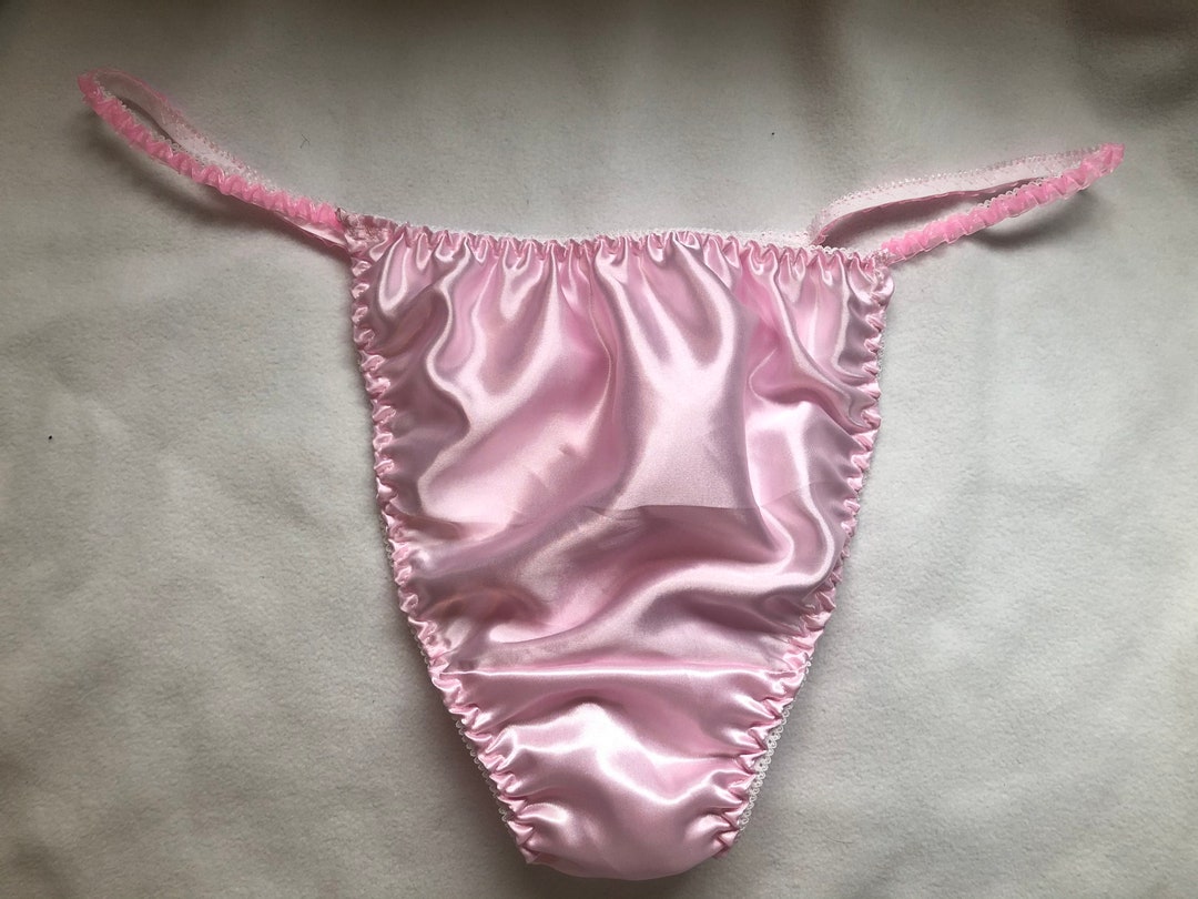Pink Satin Tanga Panties Lined Crotch for Men, Sizes - Etsy