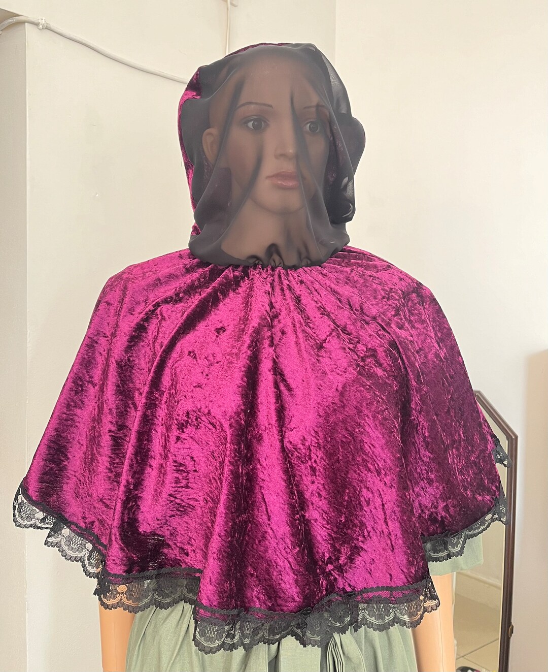 Crushed Velvet Cape Hood Chiffon Face Cover - Etsy