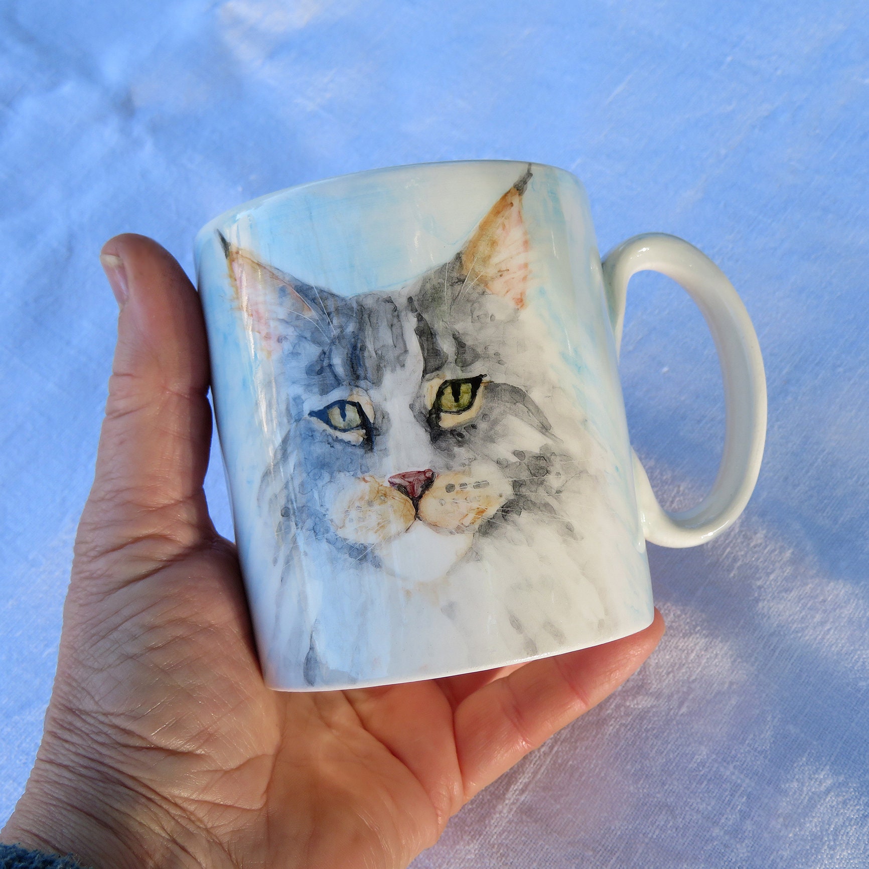 Custom Cat Ceramic Mug Hand Paint Cat Pottery Cup OOAK Italy - Etsy