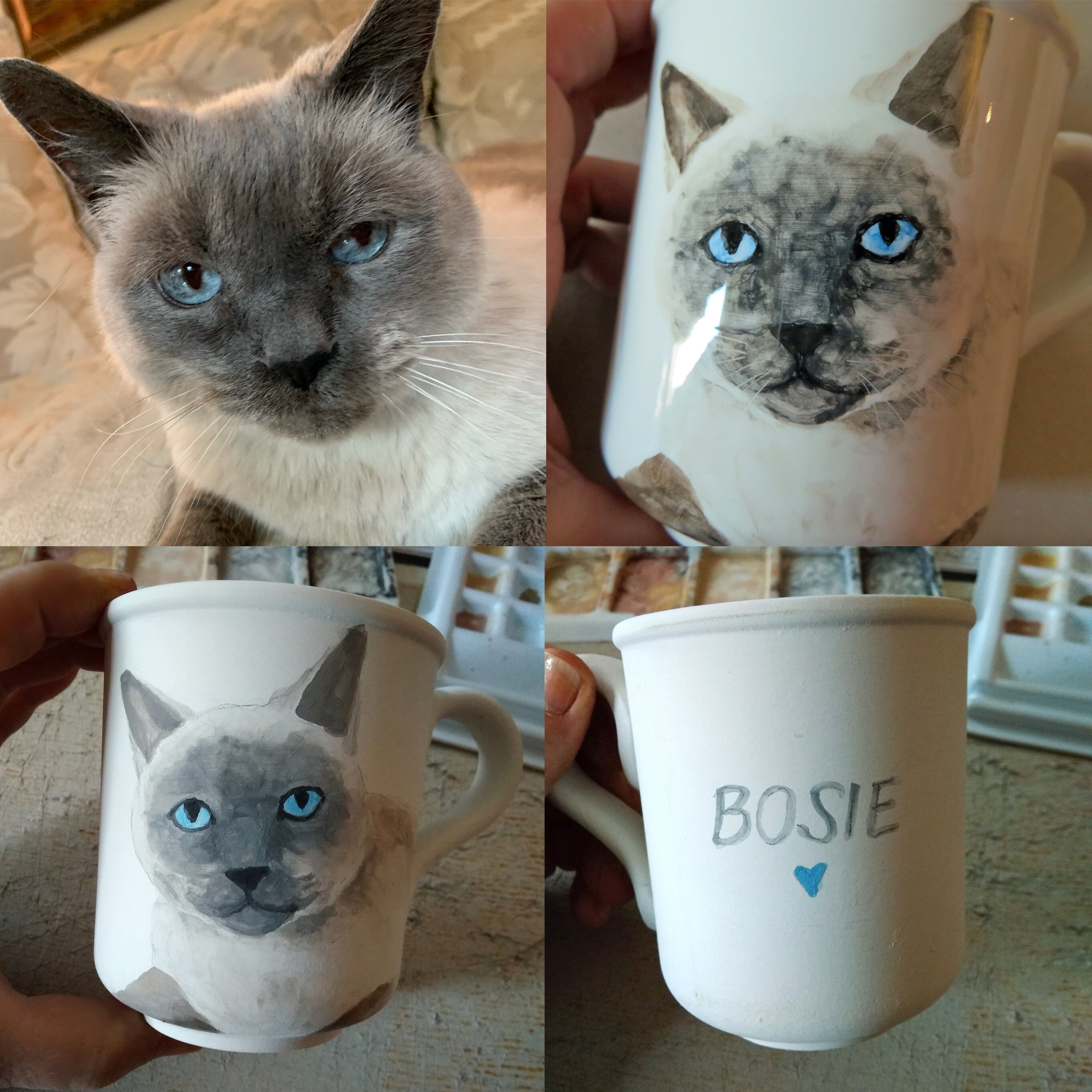 Custom Cat Ceramic Mug Hand Paint Cat Pottery Cup OOAK Italy - Etsy