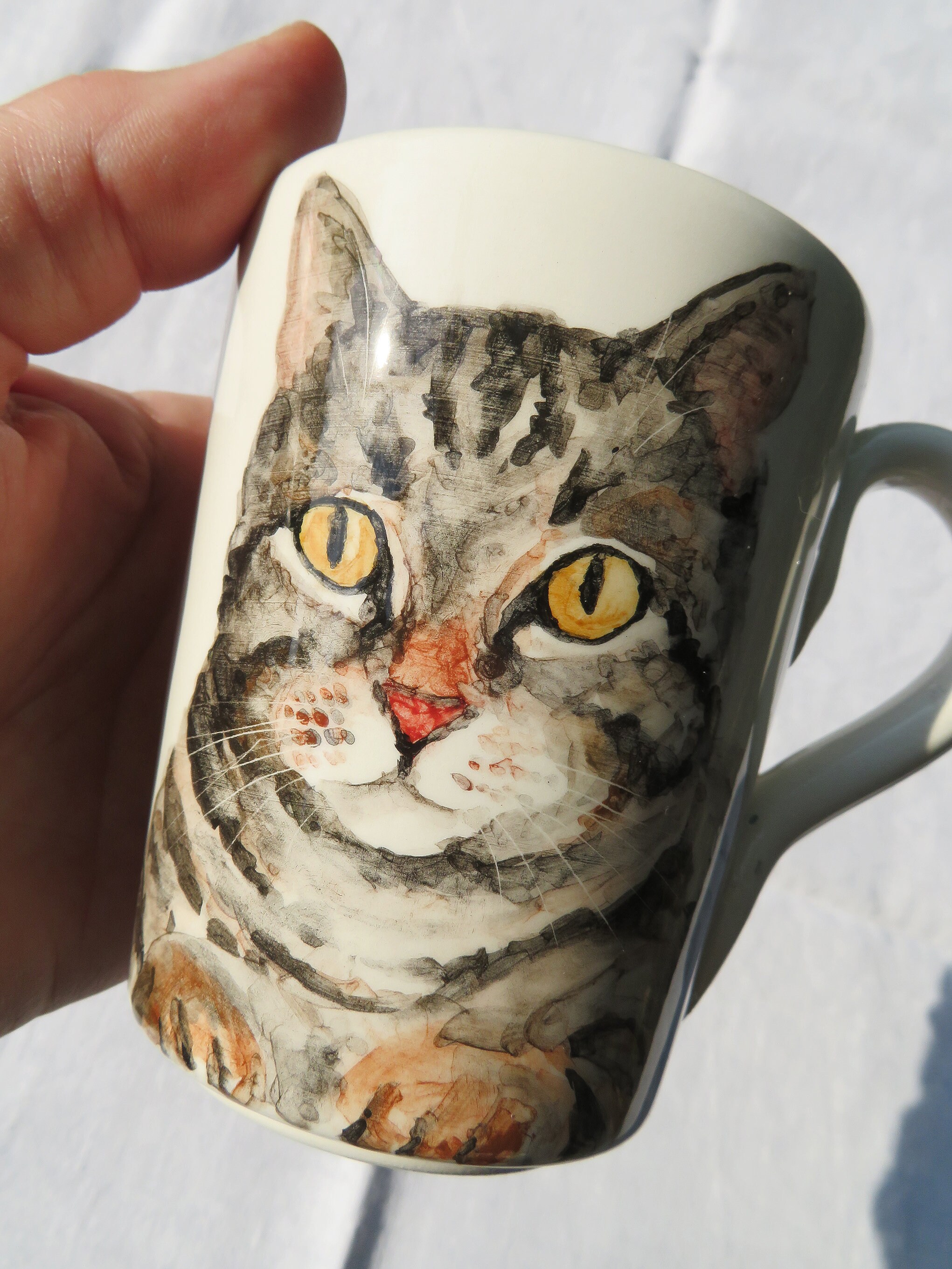 Custom Cat Ceramic Mug Hand Paint Cat Pottery Cup OOAK Italy - Etsy
