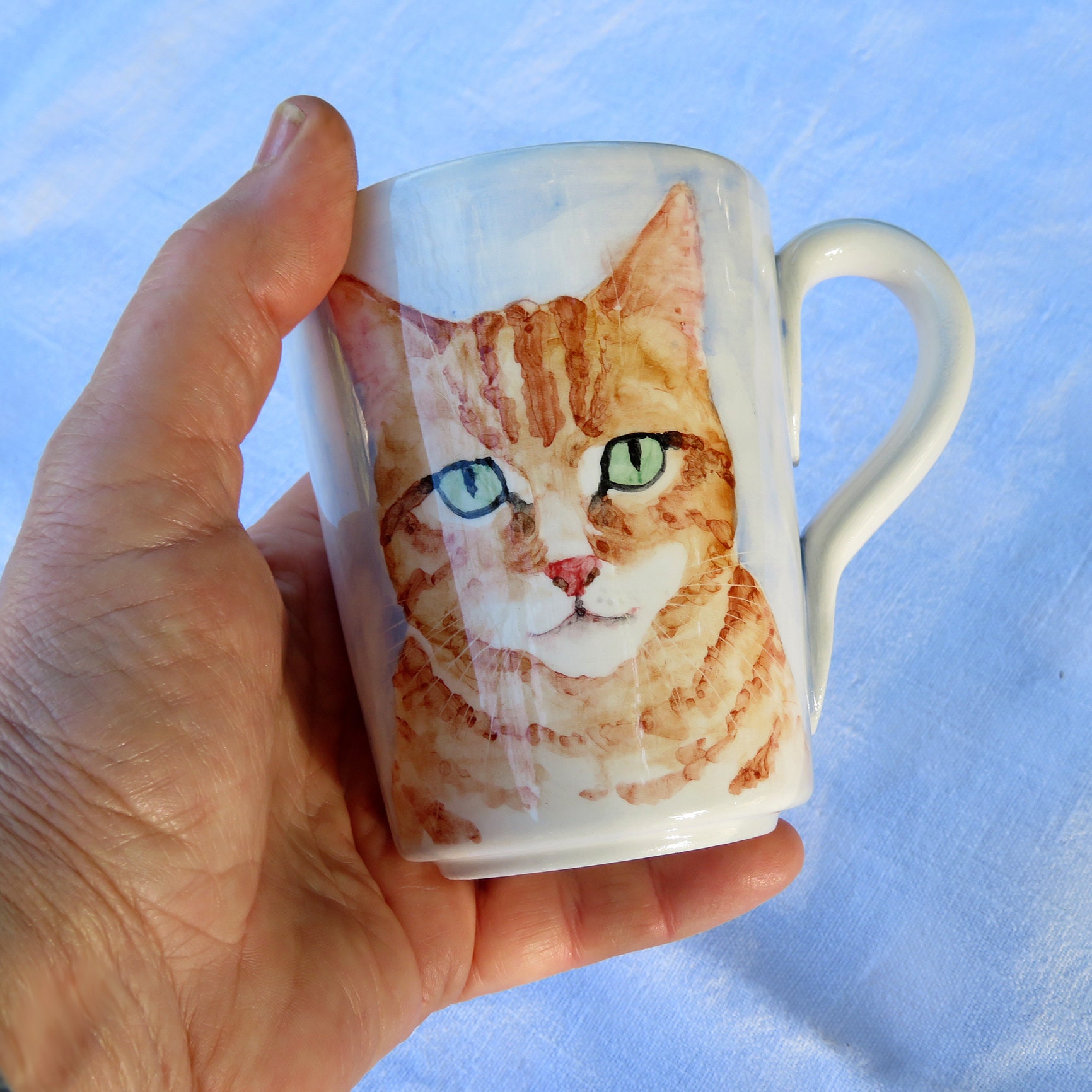 Custom Cat Ceramic Mug Hand Paint Cat Pottery Cup OOAK Italy - Etsy