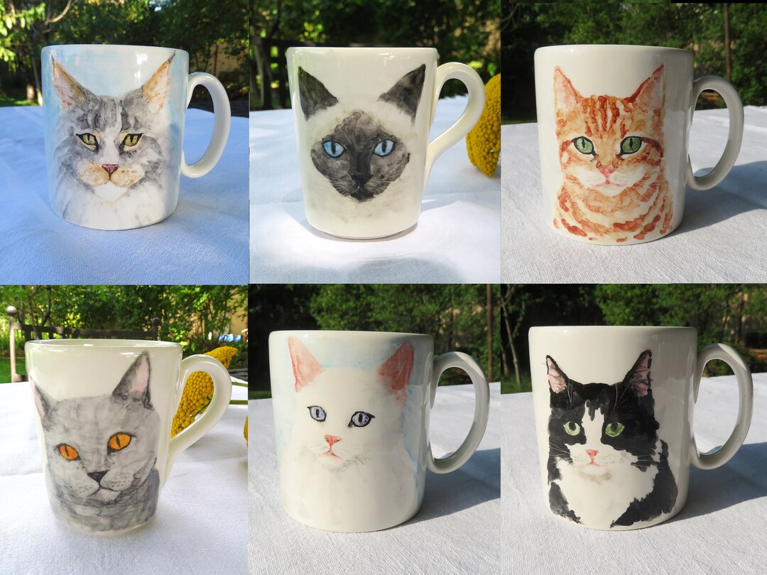 Custom Cat Ceramic Mug Hand Paint Cat Pottery Cup OOAK Italy - Etsy