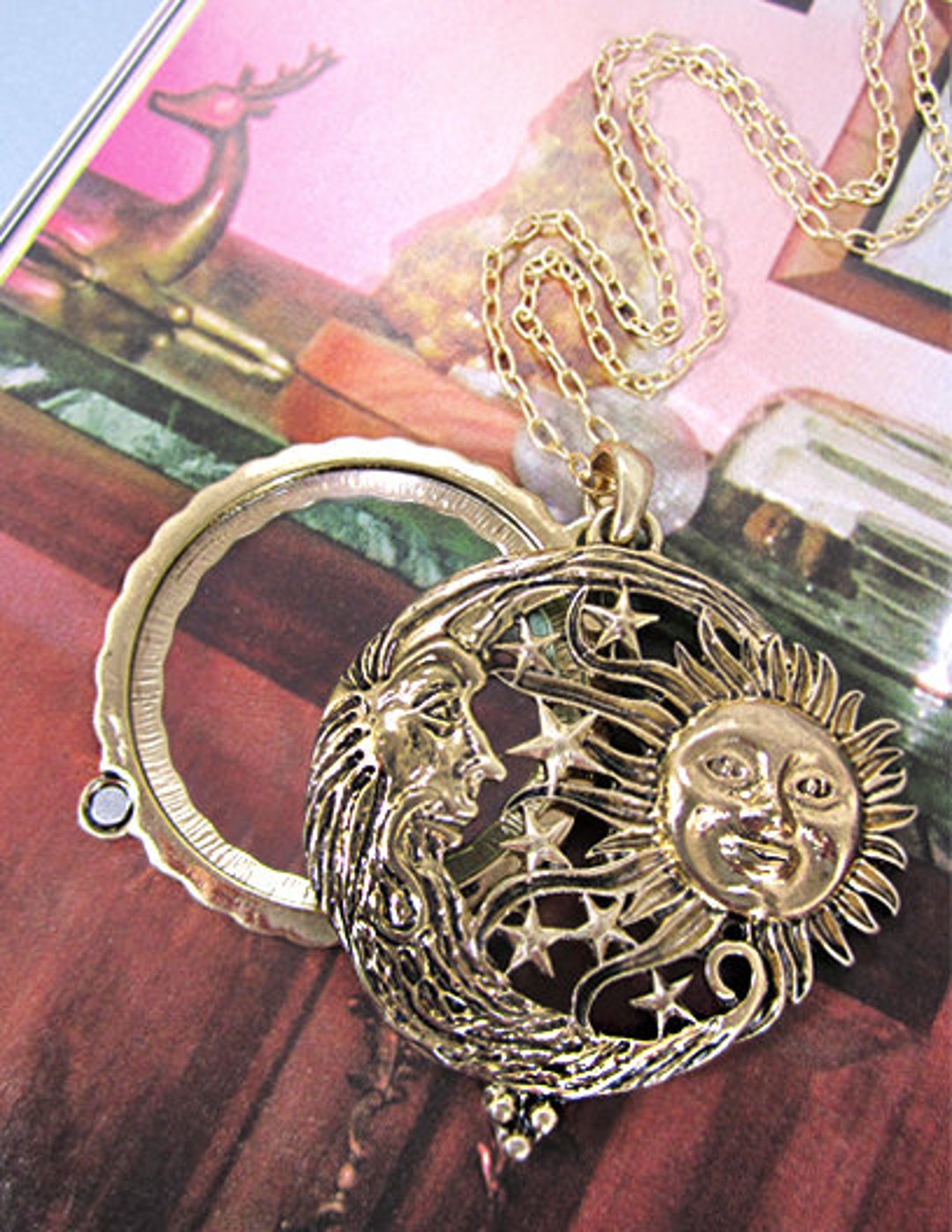 Moon & Sun 6 Times Magnifier Magnifying Glass Top Sliding Magnet ...