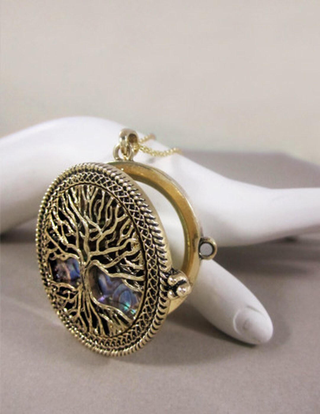 Tree of Life With Abalone 6 Times Magnifier Magnifying Glass Side Open ...