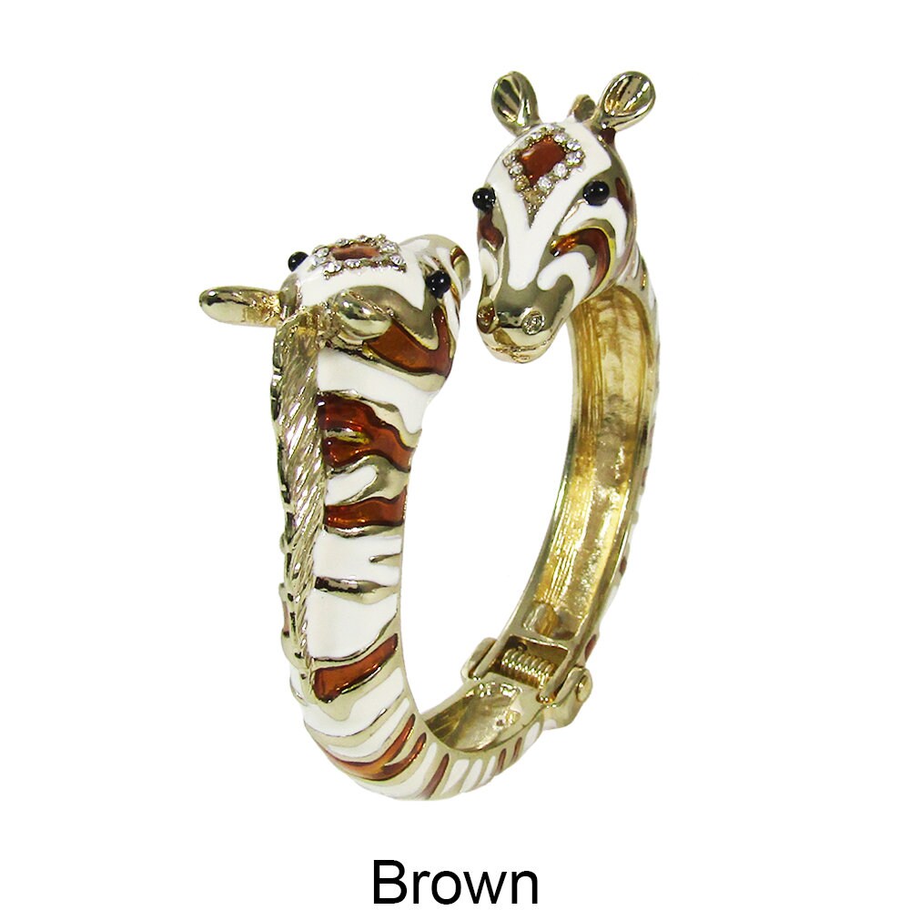 Two Head Zebra Enamel Stone Hinge Bangle Bracelet | Etsy