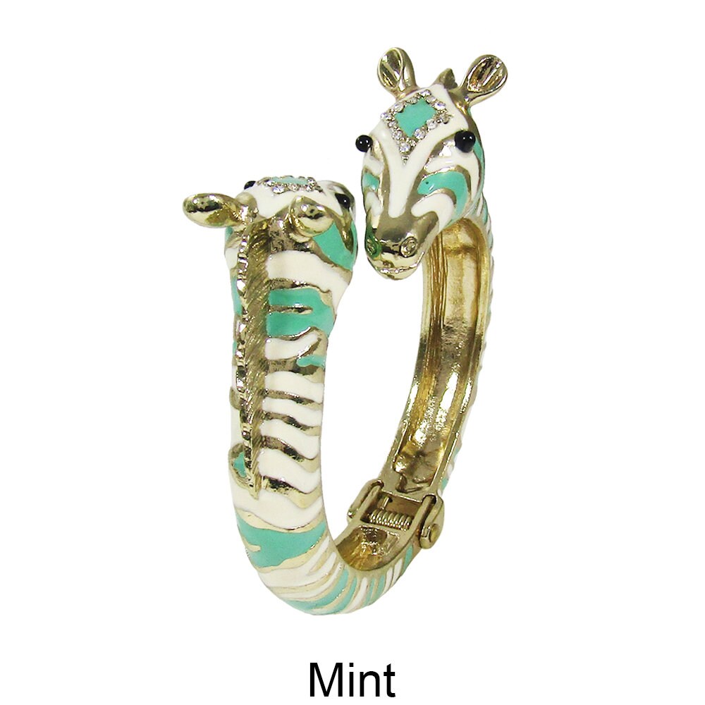 Two Head Zebra Enamel Stone Hinge Bangle Bracelet | Etsy